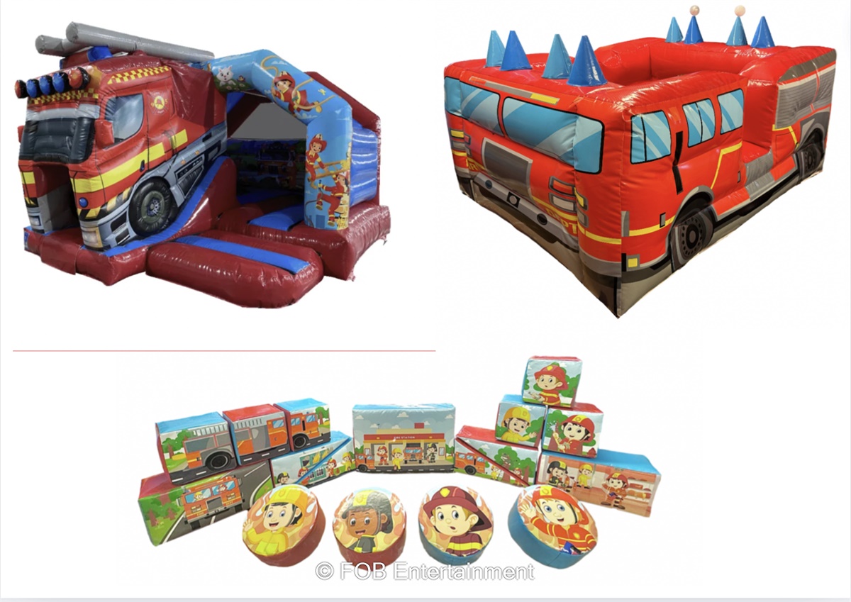 Fire Engine Bouncy Castle & Soft Play Hire in Llanelli, Swansea, Cardi